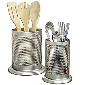 Stainless Steel Kitchen Utensil Holder for Kitchen Counter - Small Spoon Holder Utensil Crock and Large Cooking Utensil Holder Utensil Caddy - Kitchen Utensil Organizer Spatula Holder for Countertop