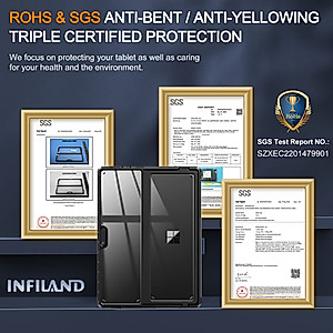 INFILAND Case Compatible with Microsoft Surface Pro 8, High Clear Transparent Shockproof Robust Portable Protective Case Multi-Angle Adjustable Stand for Surface Pro 8 13 Inch 2021 Tablet, Black