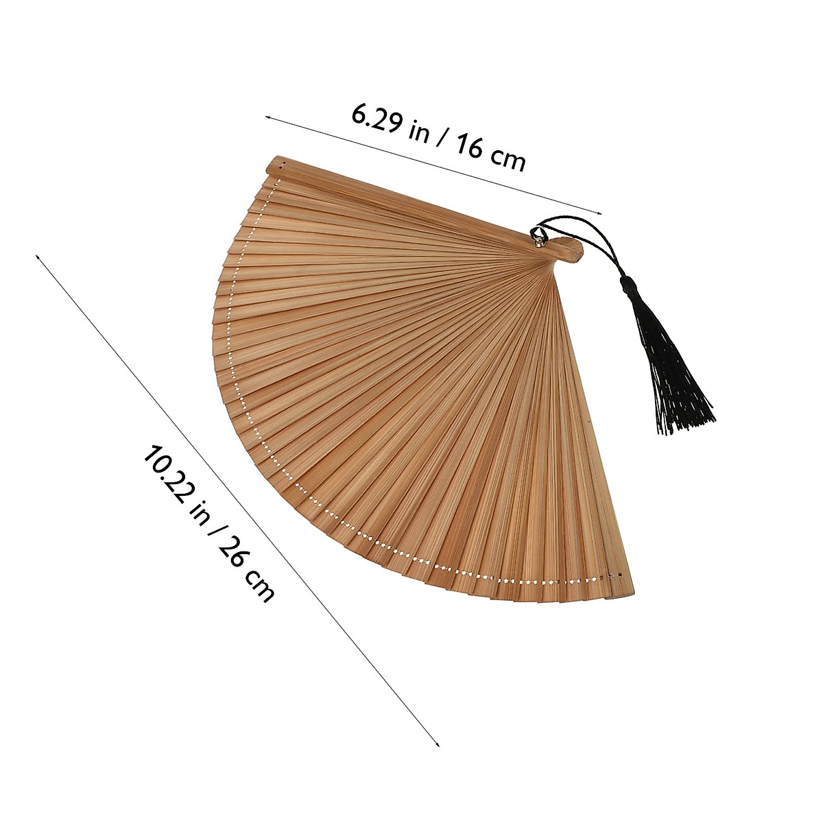 Gadpiparty Fan Handheld Paper Dancers Folding Big de Mano Blank Writing Paper Wedding Decoration Fringe Trim Wooden Decor Hand Decor Bamboo Decor Black Bamboo Cloth Tassel