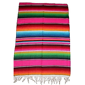 Party Sarape Mexican Serape Saltillo Blanket (X-large, Pink) Heavy Authentic Throw 58" X 78" Top Quality000203