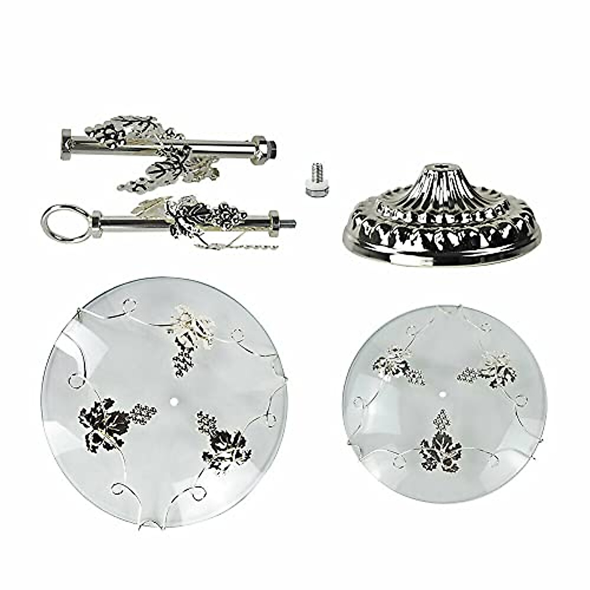 2 Tier Elegant Glass Cake Stand Cupcake Tray Multifunctional Tower Dessert Fruit Plate Holder Table Decor for Restaurant Buffet Bar Picnic Party Festival Afternoontea Silver