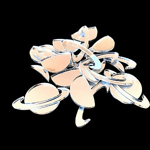 Super Cool Creations Saturn Shaped Crafting Mirrors, Set of 10, Many Colours, Shatterproof Acrylic, Orange, Pack of 20 x 2cm