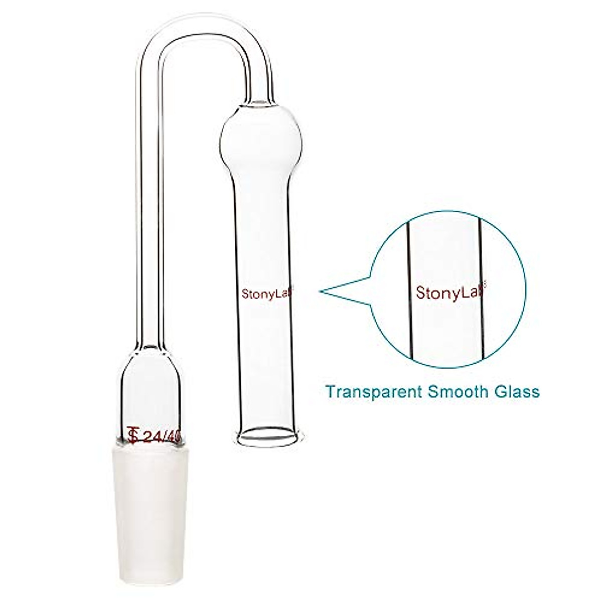 stonylab Glass U-Shaped Drying Tube, Borosilicate Glass 360 Degrees Bent Drying Tube with Inner 24/40 Standard Taper Joint for Organic Synthesis Chemistry Laboratory Lab Supply