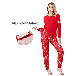 Ekouaer Women's Nursing Pjs Long Sleeve Maternity Pajamas Set X-Mas Pregnancy Breastfeeding Sleepwear Loungewear Christmas Red S