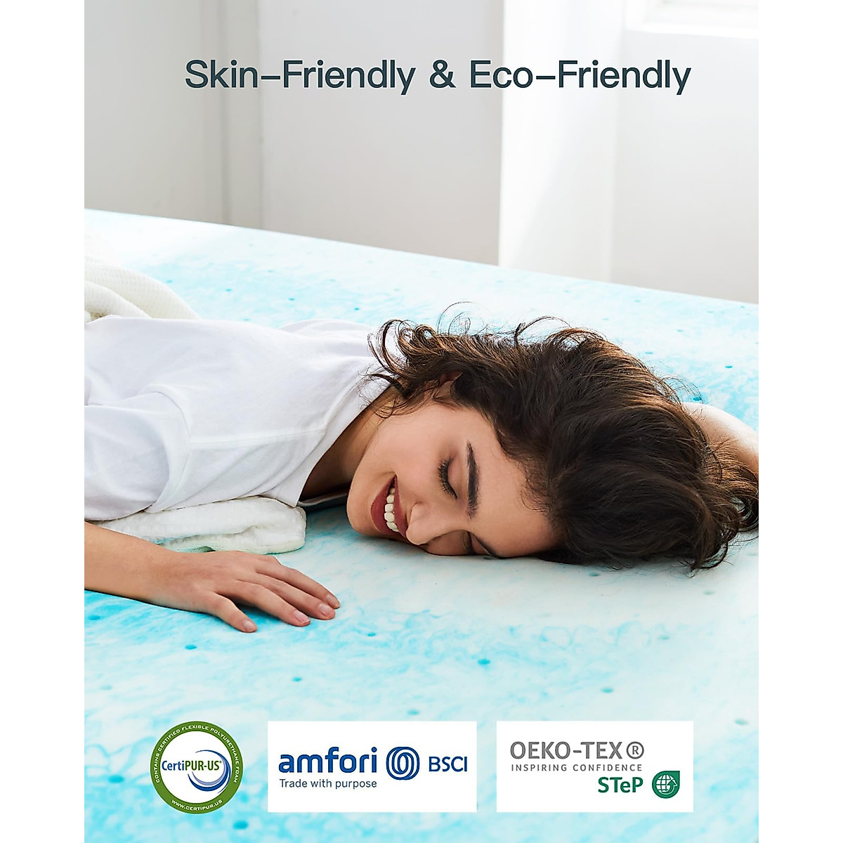 PERLECARE 3 Inch Twin XL Memory Foam Mattress Topper, Cooling Gel Infused Mattress Pad, Ventilated Bed Topper for Pressure Relief Back Pain, CertiPUR-US Certified