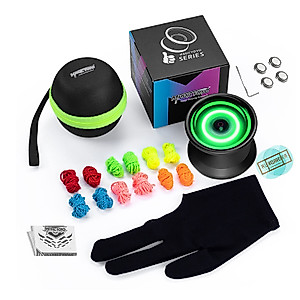 Light Up Yoyo with Extra Battery, MAGICYOYO Y02 Aurora Professional Unresponsive Yoyo with Yoyo Glove, Yoyo Bag, 12 Yoyo Strings - Green Light