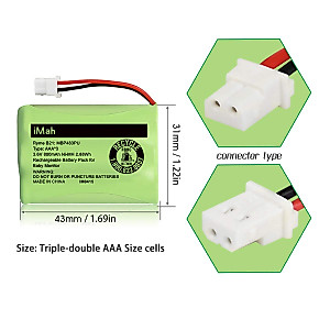 iMah Ryme B21 Battery Compatible with Motorola Baby Monitor MBP33XL (only fits MBP33S MBP36 MBP36S newer 800mAh version) MBP481 MBP482 MBP483 (Don't fit MBP33 MBP33S MBP36 MBP36S older 900mAh version)