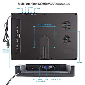 ELECROW 10.1 Inch Touchscreen Monitor Compatible with Raspberry Pi Screen 1920X1080p IPS Monitor VGA HD Display for Laptop Jetson Nano Win PC (Touch Sceen Version)