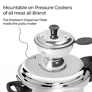 KSJONE Puttu Maker Stainless Steel, Stainless Steel Chiratta Puttu Maker, Chiratta Maker with Handle Use with Pressure Cooker Puttu Kutti Puttu Steamer Puttu Cooker Silver