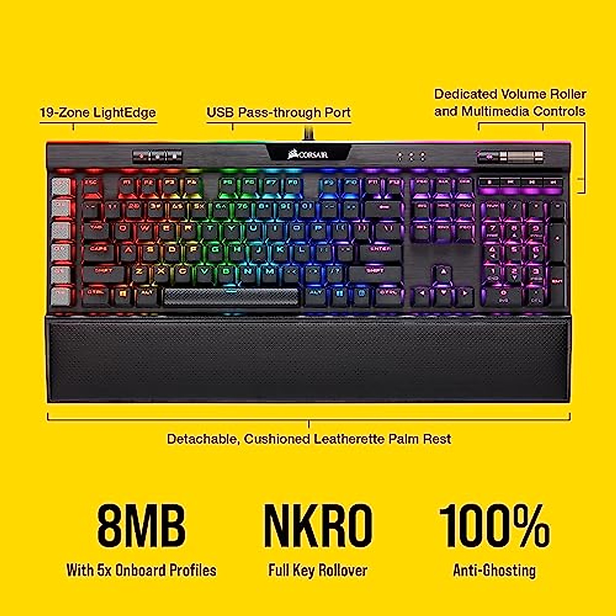 Corsair K95 RGB PLATINUM XT Mechanical Wired Gaming Keyboard - Cherry MX Speed Switches - PBT Double-Shot Keycaps - iCUE Compatible - QWERTY NA Layout - Black
