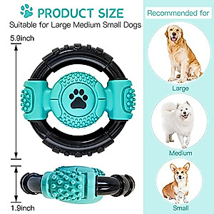 Dog Toys for Aggressive Chewers, Squeaky Tough Dog Chew Toys for Large Medium Small Dogs, Indestructible Durable Nylon and Natural Rubber Dog Teething Toy with Milk Flavor