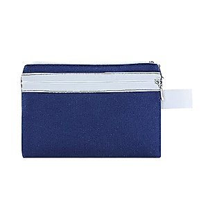 2 Pack 7 x 5 Inch Multipurpose Zippered Bags with 2 Compartments, Tools Keys Pens Small Gadgets Pouches, Smartphone Accessories Organizer, Cotton Canvas Water Resistant, Travel Office Outdoor, Navy