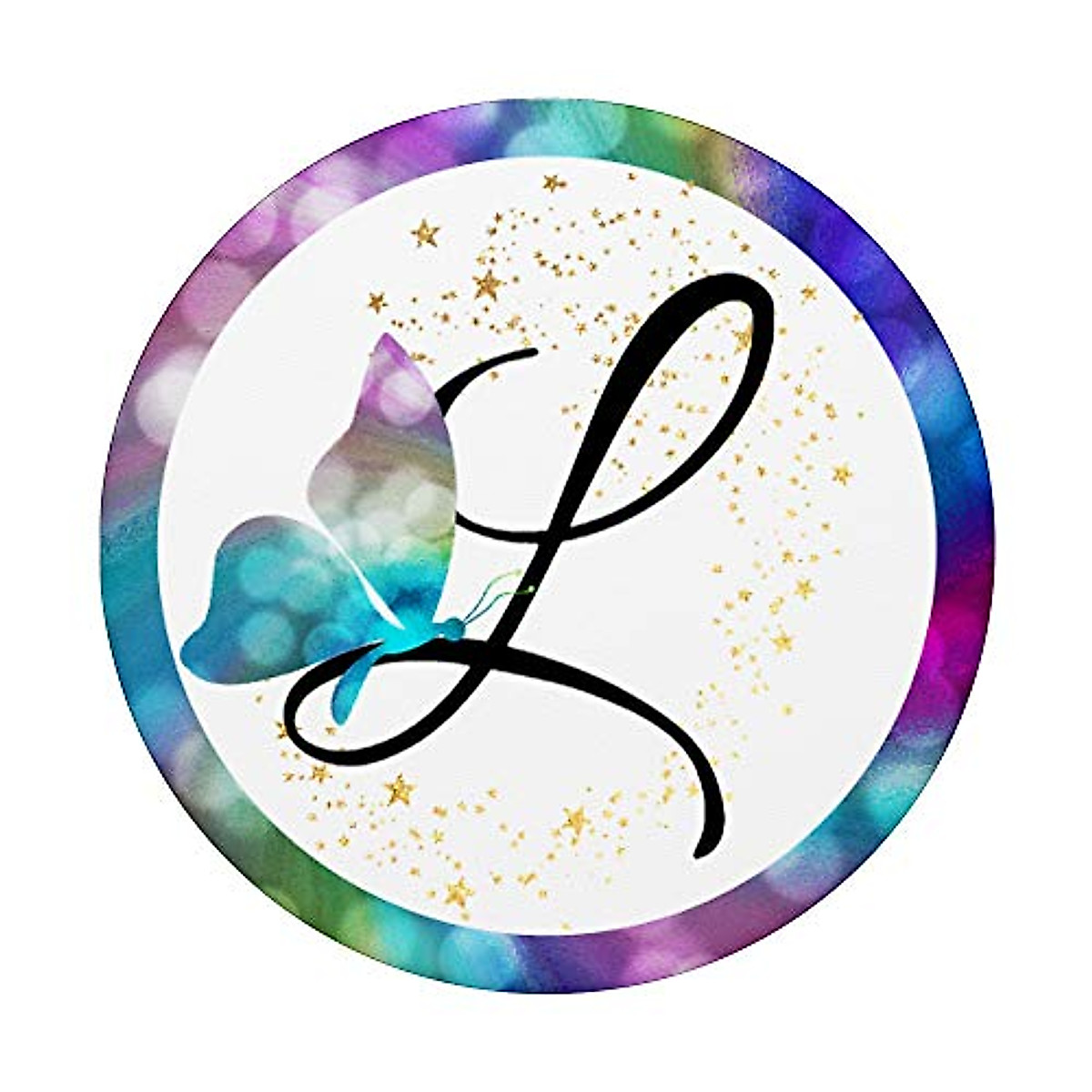Teal Butterfly Custom Personalized Letter L Monogram PopSockets Swappable PopGrip