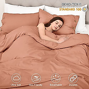 PHF Brick Red Duvet Cover Queen Size, Comfy Lightweight Skin-Friendly Comforter Cover Set with Button Closure, Soft Durable Bedding Collection with 2 Pillowcases for All Season, 90" x 90"