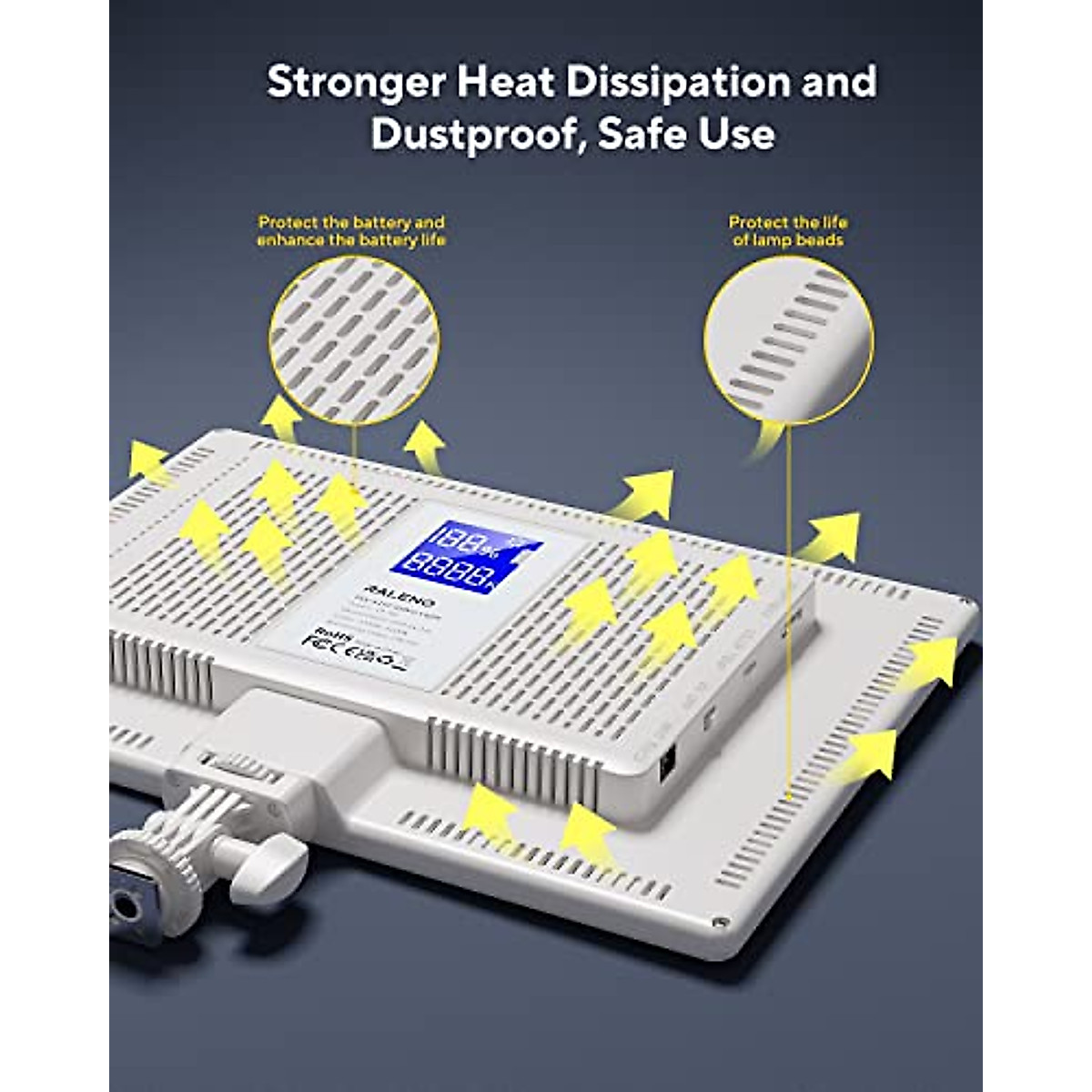 RALENO Led Video Light, Built-in 4000mAh*2 Battery 3200-5600K CRI95+ 0-100% Brightness Adjustment on Camera Light, for Vlog Lighting Video Conference YouTube Studio Photography