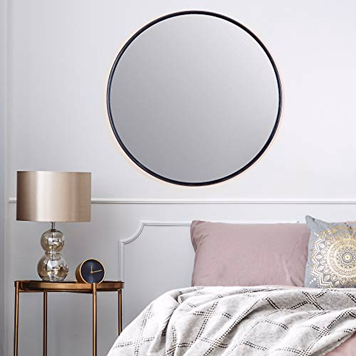 Habitat MR3719W Adelina Circular Mirror, Black