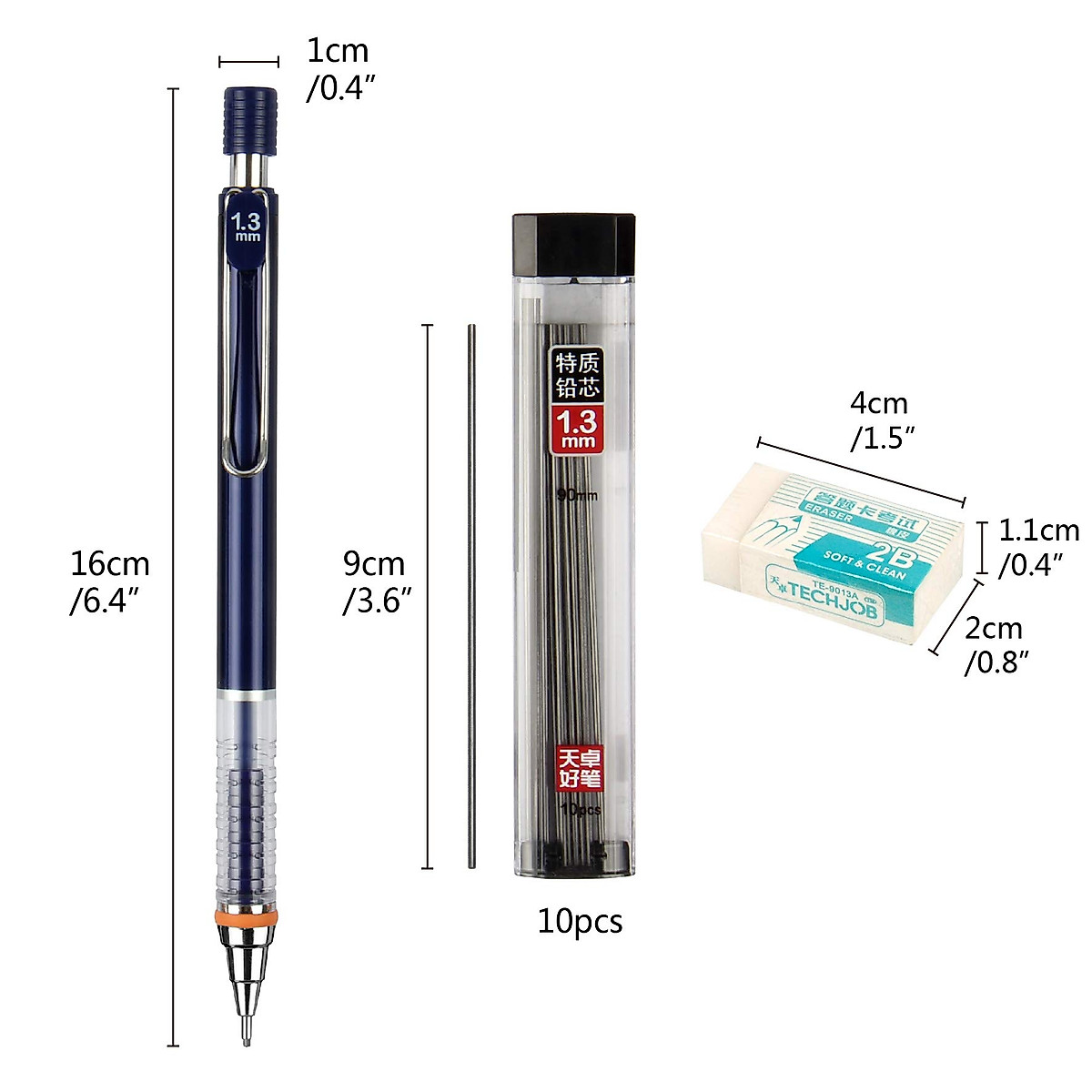 无 mechanical pencil 1.3mm HB lead pencils with refills and erasers sturdy lead Comfortable grip comfortble for writing