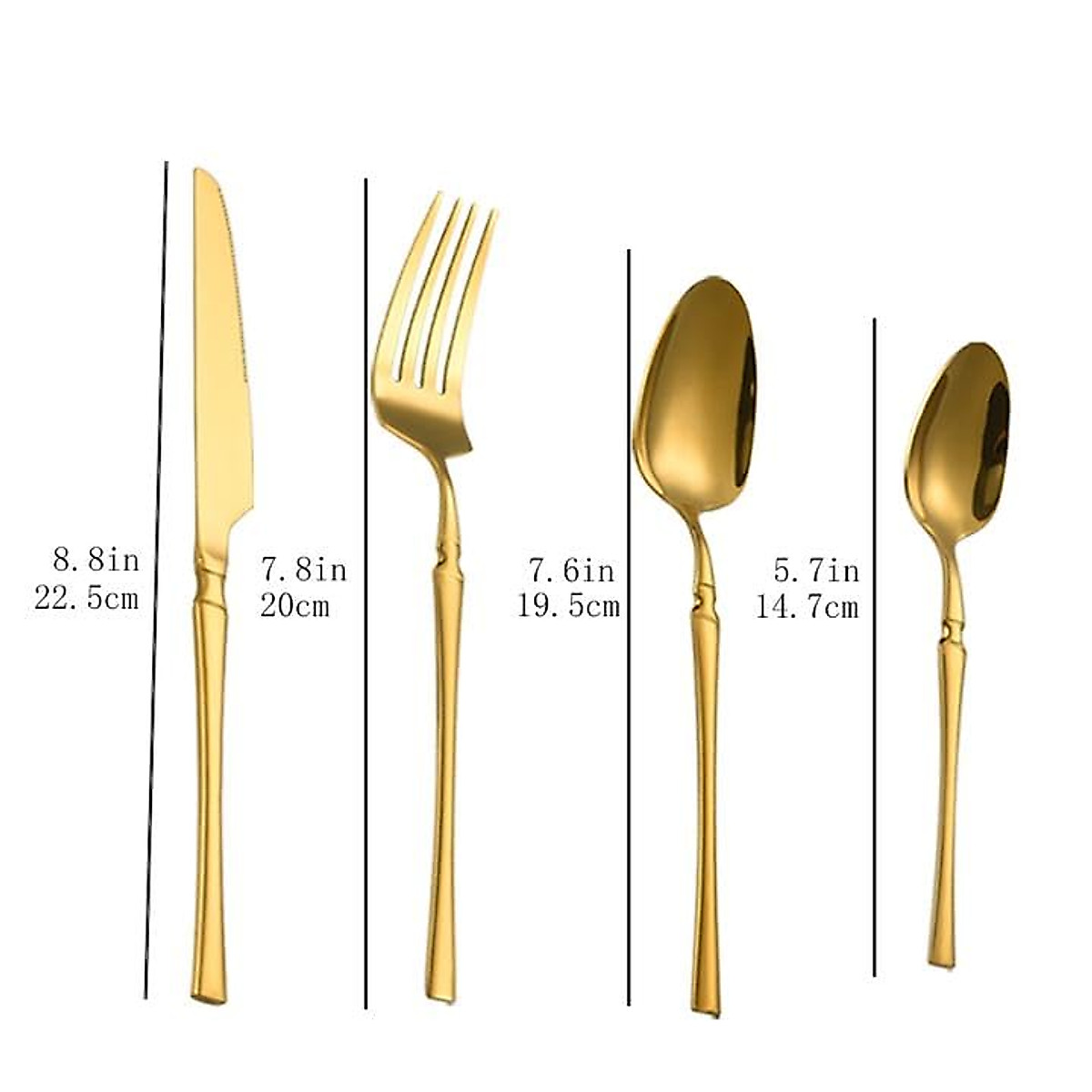 Gold Silverware Set with Steak Knives and Serving Utensils, Stainless Steel Flatware Cutlery Set for 4,Tableware for Home Kitchen Restaurant Wedding