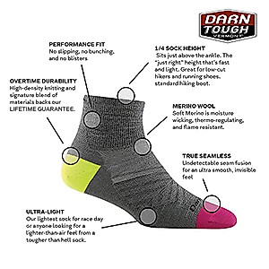 Darn Tough Women's 1/4 Ultra-Lightweight Run Sock (Style 1044) - Black, Small
