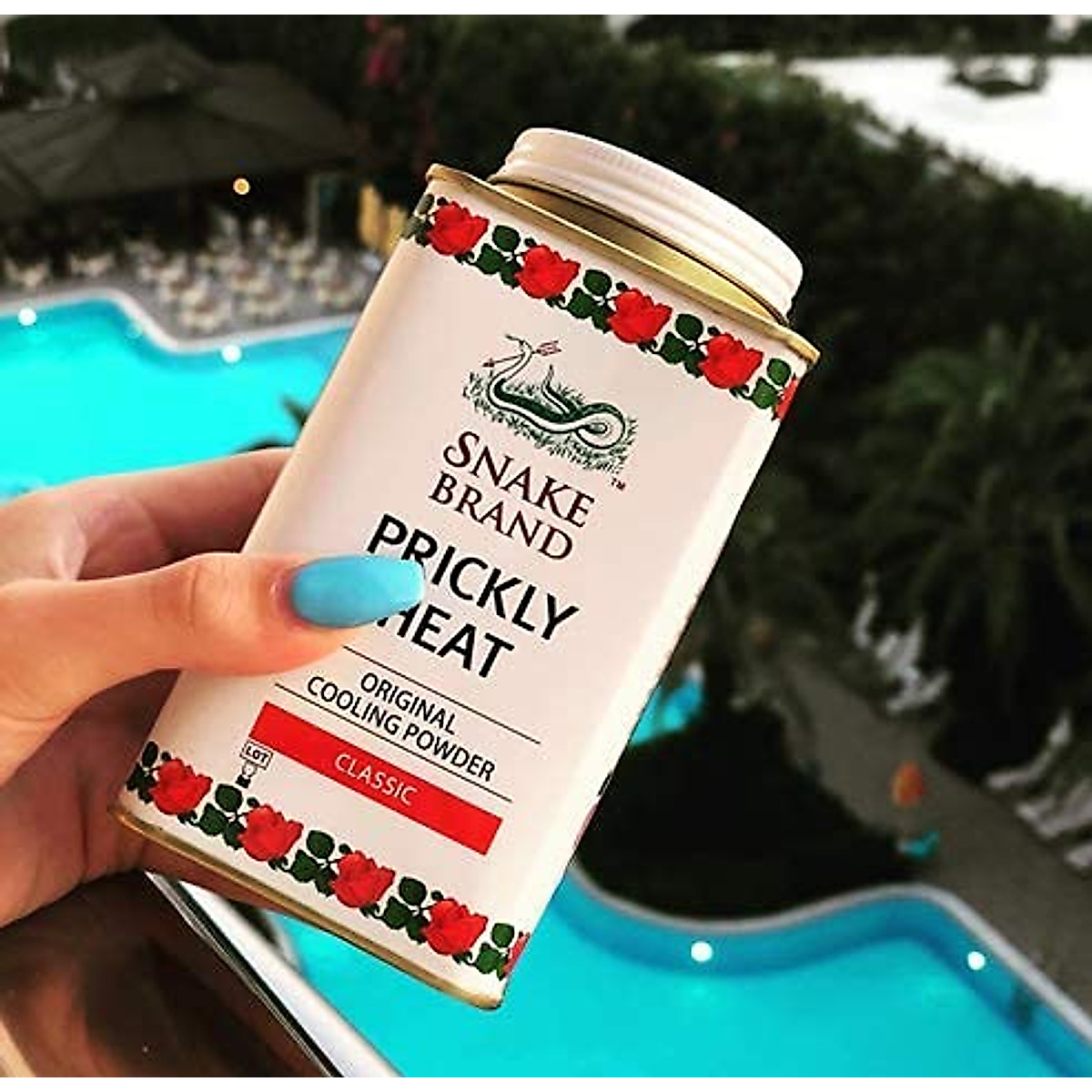 Snake Brand Prickly Heat Cooling Powder for Everyday Use - Anti-Chafing, Heat Rash Relief, Absorbs Sweat, Classic Original Scent (4.9 Oz / 140g)