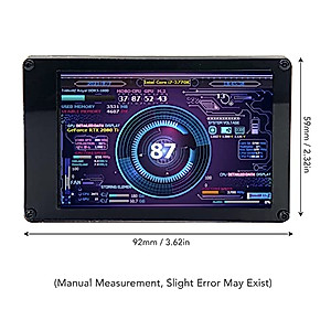 Cryfokt Computer Temp Monitor, 320x480 3.5in Screen PC Temperature Display Clear Image Stepless Brightness IPS USB for PC