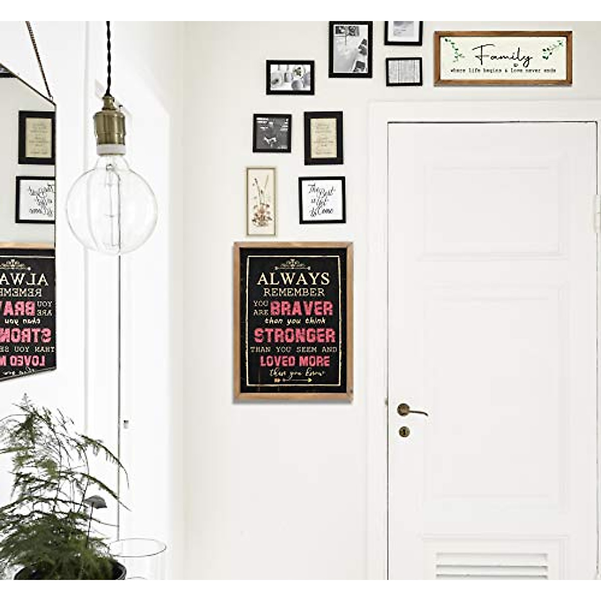 Wartter 11.8x15.8 inches Always Remember You are Braver Than You Think Wood Framed Wall Art Decorative Sign.