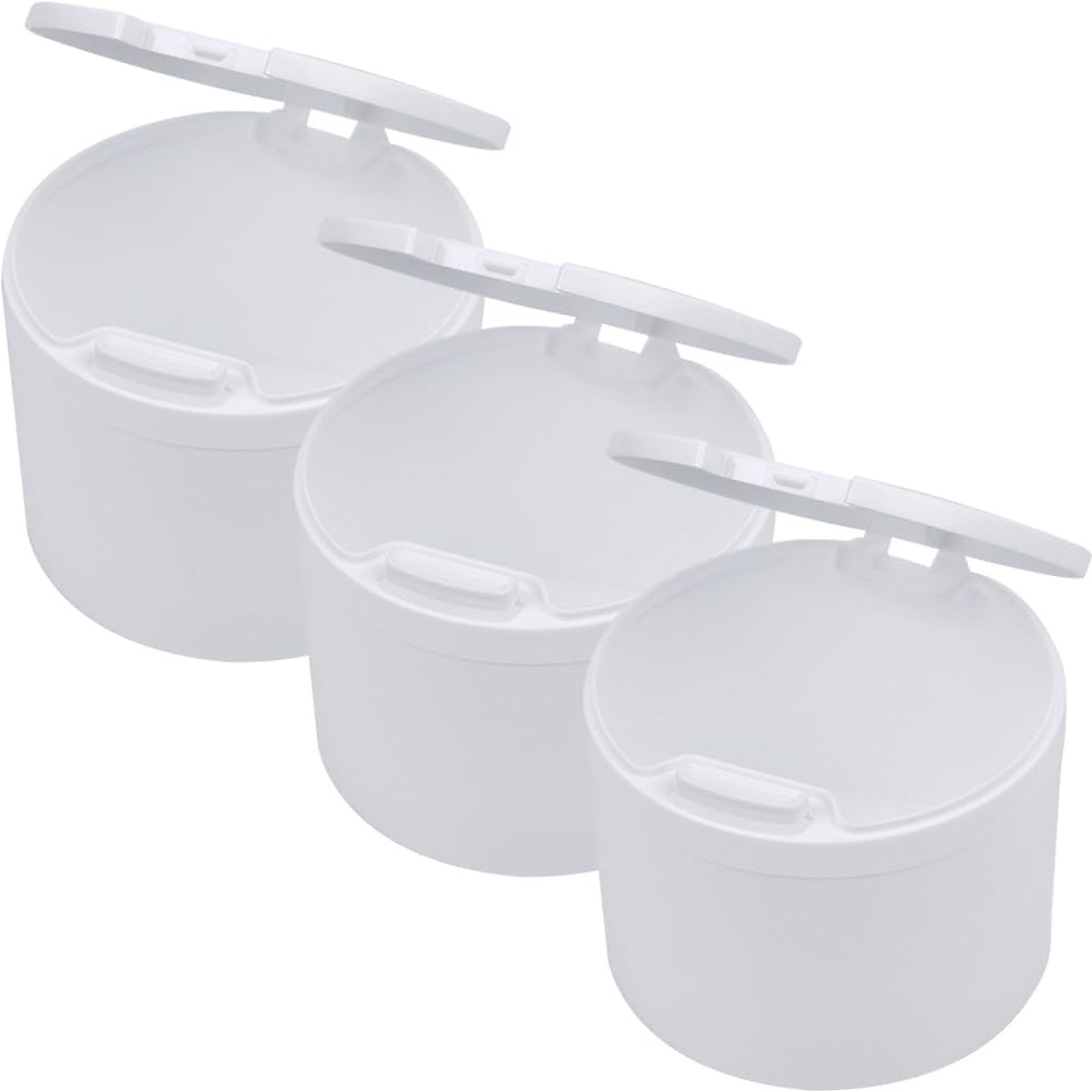 minkissy 3pcs Clamshell Cotton Swab Storage Box ‎PP ‎Cotton Swab Holder Cotton Round Dispenser Cotton Swab Containers for Bathroom Home Storage
