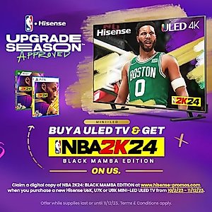 Hisense 65-Inch Class U7 Series Mini-LED ULED 4K UHD Google Smart TV (65U7K, 2023 Model) - QLED, Native 144Hz, 1000-Nit, Dolby Vision IQ, Full Array Local Dimming, Game Mode Pro, Alexa Compatibility