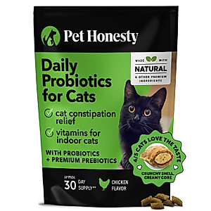 Pet Honesty Cat Probiotics Gut + Immune Health Chews - Cat Digestive Health, Cat Vitamins Supports Gut Health, Immunity Health, Healthy Digestion + Cat Constipation Relief - Chicken (30-Day Supply)
