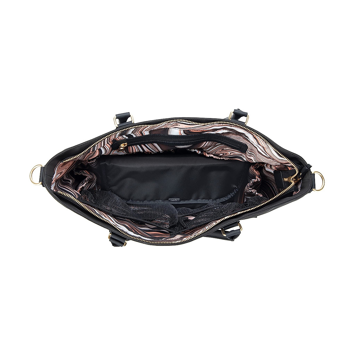 JuJuBe | Eco Tote Bag, Fashion Diaper Bag Tote for Moms with 3 Exterior Pockets, 11 Interior Pockets, and Wipe-Clean Microfiber Changing Pad | Black Catwalk 15 in x 13 in x 5 in