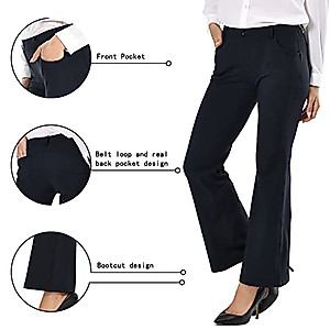 FIVASU Bootcut Pants for Women Dress Pants with Pockets Bootcut Office Pants for Women Bootleg Work Pants Black L