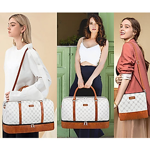 IBFUN Overnight Bags for Women, Large Travel Duffel garment Bag for Women with Shoes Compartment, Carry on Bag for Airplanes Men Leather Travel Business Essential Toiletry Gift 3Pcs