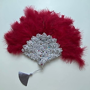 Msbfea Big Size Design African Orange Feather Fan Ladies Wedding Feather Fan for Bride Double Side Feather Nigerian Flower - 35cmx45cm Color 923