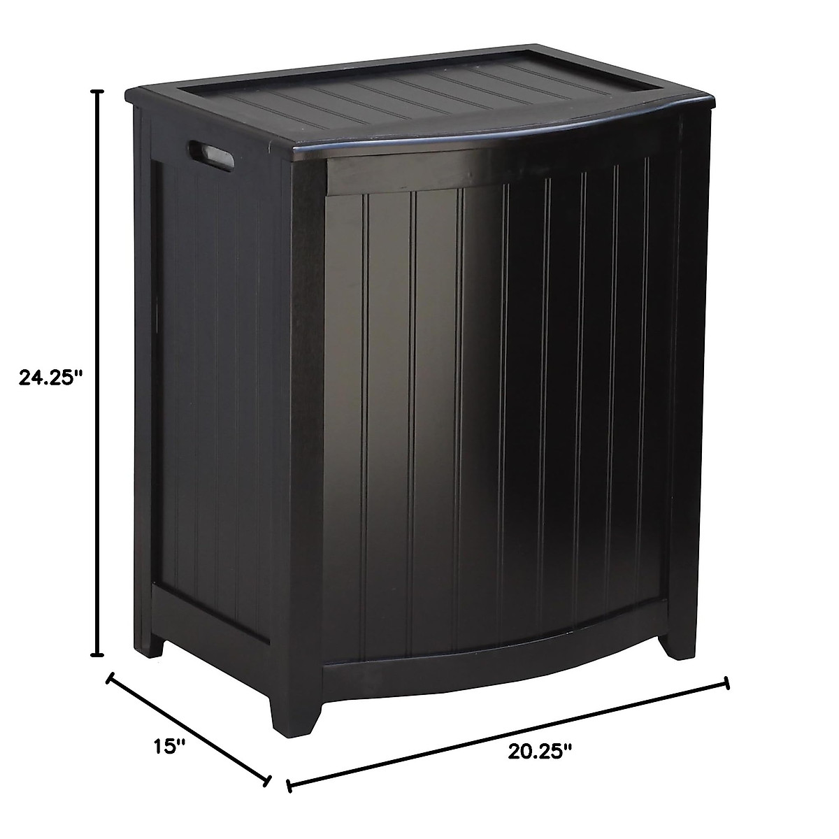 Mahogany Finished Bowed Front Laundry Hamper with Interior Bag