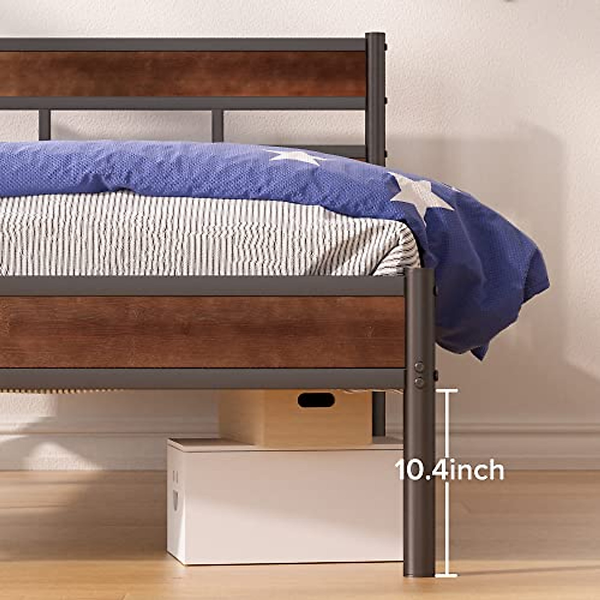 ZINUS Roman Bamboo and Metal Platform Bed Frame, No Box Spring Needed, Easy Assembly, Twin