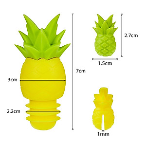 14 Pieces Pineapple Silicone Bottle Stopper Wine Glass Markers, Silicone Charms and Wine Stoppers Reusable Beverage Bottle Stoppers Tropic Wine Glass Charms for Wedding Party Gift