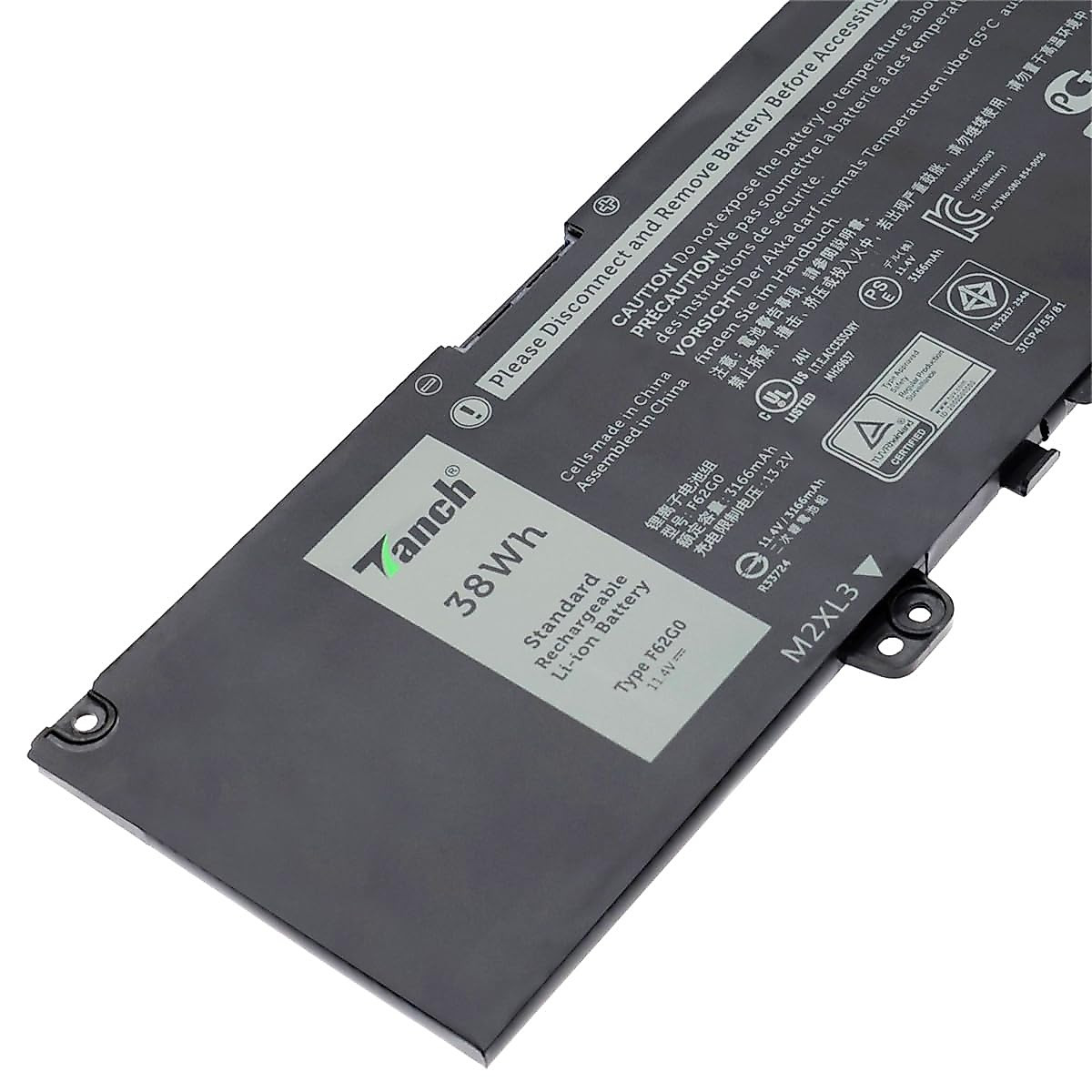 Tanch F62G0 Laptop Battery 451-BCBY FG260 Replacement for Dell Inspiron 13 7000 2 in 1 7370 7373 7380 Inspiron 13-5000 5370 11.4V 3166mAh 38Wh