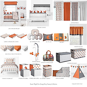 Bacati - Playful Fox Orange/Grey 2 Pack Crib Fitted Sheets (Orange/Grey Fox Print)