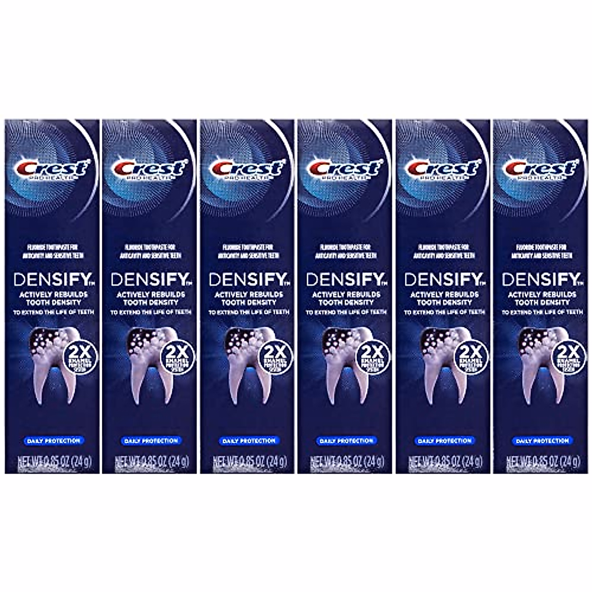 Crest Pro-Health Densify Daily Protection Toothpaste, Travel Size 0.85 oz (24g) - Pack of 6, Travel, 0.85 Ounce