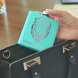 6oz Stainless Steel Flask, Cobra Snake, Personalized Engraving Included (Black)