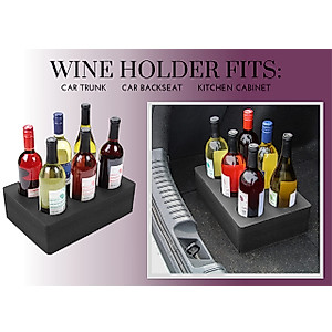 Polar Whale 2 Wine Holders Durable Black Foam Organizer Transport Protector Packer Bottle Case Car Truck SUV Van Seat Travel Protection 13.75 x 9.5 x 4 Inches Holds 6 Bottles