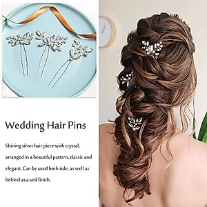Unicra Bride Wedding Crystal Hair Pins Flower Bridal Hair Pieces Wedding Hair Accessories for Women and Girls Pack of 3 (Silver)