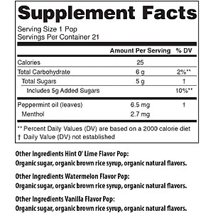 Tummypops Peppermint Variety Pack (Hint 'O Lime, Watermelon, & Vanilla Flavors), 21 Pops