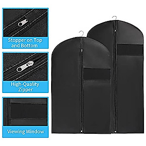 40‘’Garment Bags【3 Pack】Suit Bag for Storage Hanging Clothes Suitable for Storage of Dresses Suits Overcoats Garment Can Provide Neatness and Space-Saving for Your Wardrobe (Black, 40 × 24 Inch)