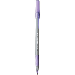 BIC Round Stic Grip Xtra Comfort Ballpoint Pen, Medium Point (1.2mm), Purple, 12-Count
