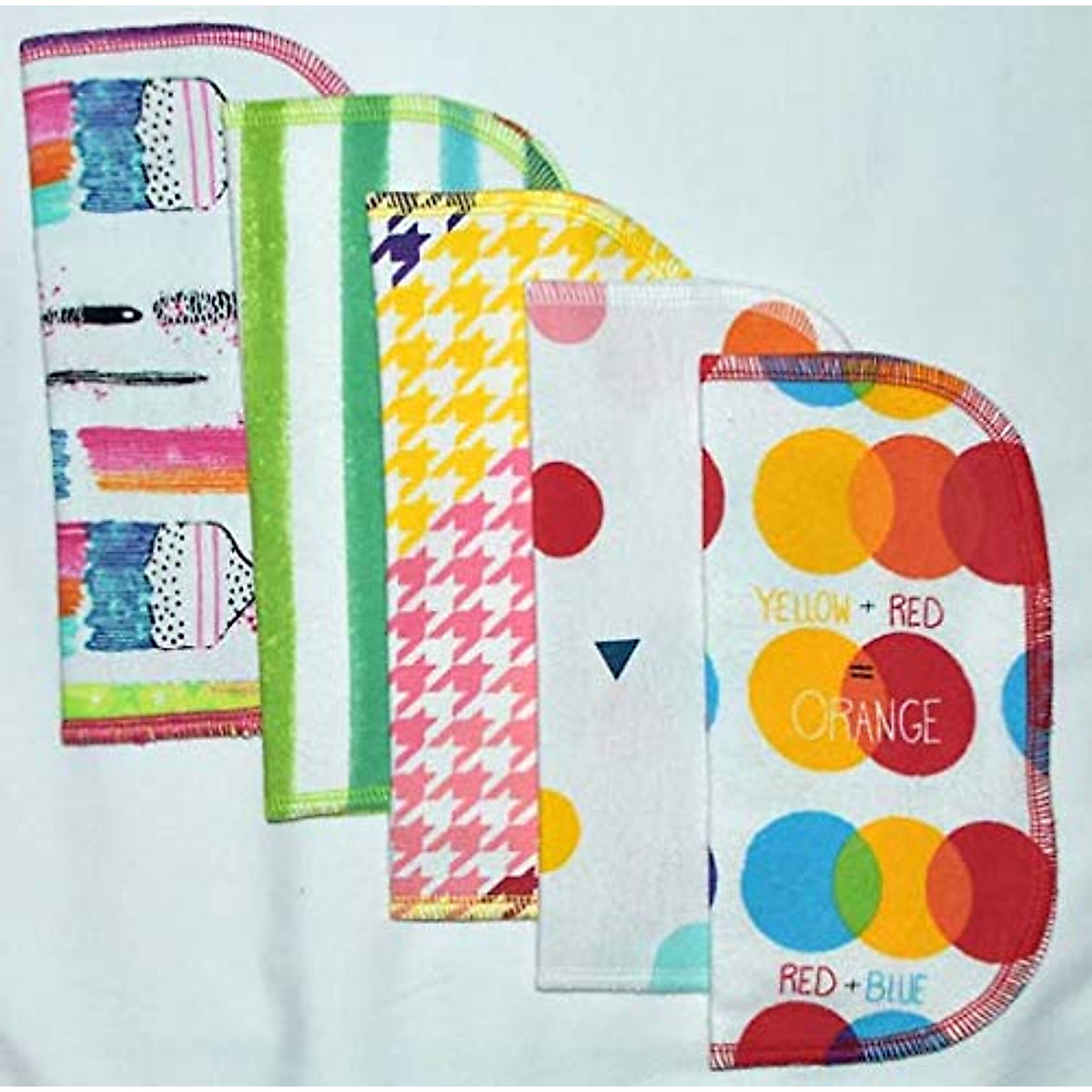 2 Ply Printed Flannel 8x8 Inches Set of 5 Color Me Happy