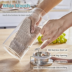 1.2 Liter 40 oz Glass Pitcher with Lid and Spout, Glass Water Pitcher for Fridge, Glass Carafe for Hot/Cold Water, Iced Tea Pitcher, Small Pitcher for Coffee, Juice and Homemade Beverage