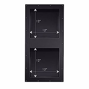 Uni-Green Double Recessed Shower Niche – Black,Easy and Quick Installation Flapped Over Thin Flange Wall Niche Insert for Shampoo and Soap Holder (16x32)