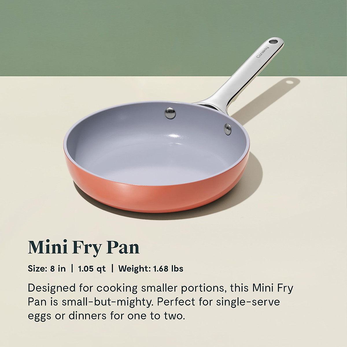 Caraway Mini Duo - Non-Stick Ceramic Mini Fry Pan (1.05 qt, 8") & Mini Sauce Pan (1.75 qt) - Non Toxic, PTFE & PFOA Free - Oven Safe & Stovetop Agnostic (Gas, Electric & Induction) - Perracotta