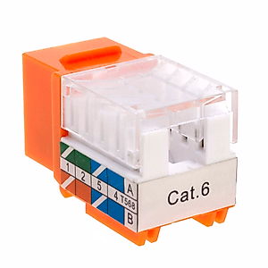 SATMAXIMUM Cat6 Keystone Ethernet Wall Jack Punch Down UTP 45-Degree (Easier Termination Than 90-Degree), RJ45 Slim Profile Speed Termination Orange - 45° Angled (30 Pack)